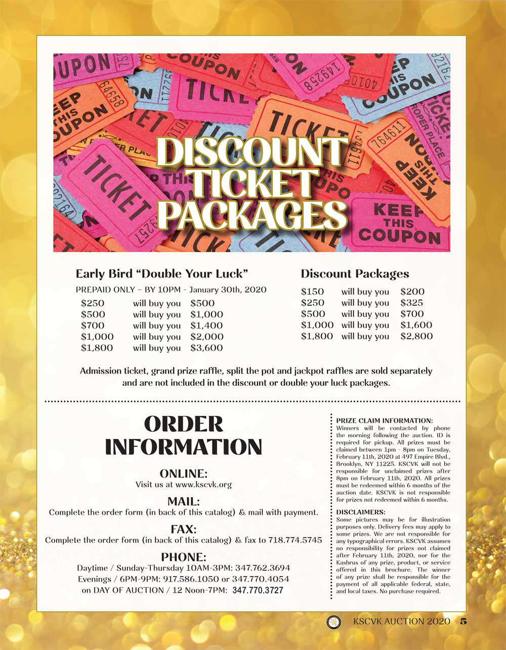 Ticket Packages - Keren Simchas Chosson V'Kallah